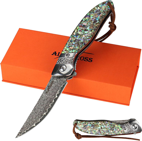 | Albatross Gear Albatross Knife ALBATROSS HGDK028 Damascus Folding ...