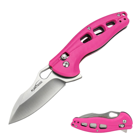 ALBATROSS 7.25" EDC Axis Lock Folding Pocket Knife - Satin Blade, Pink ...